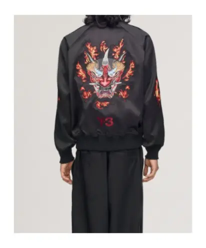 Y3 Embroidered Graphic Satin Souvenir Jacket