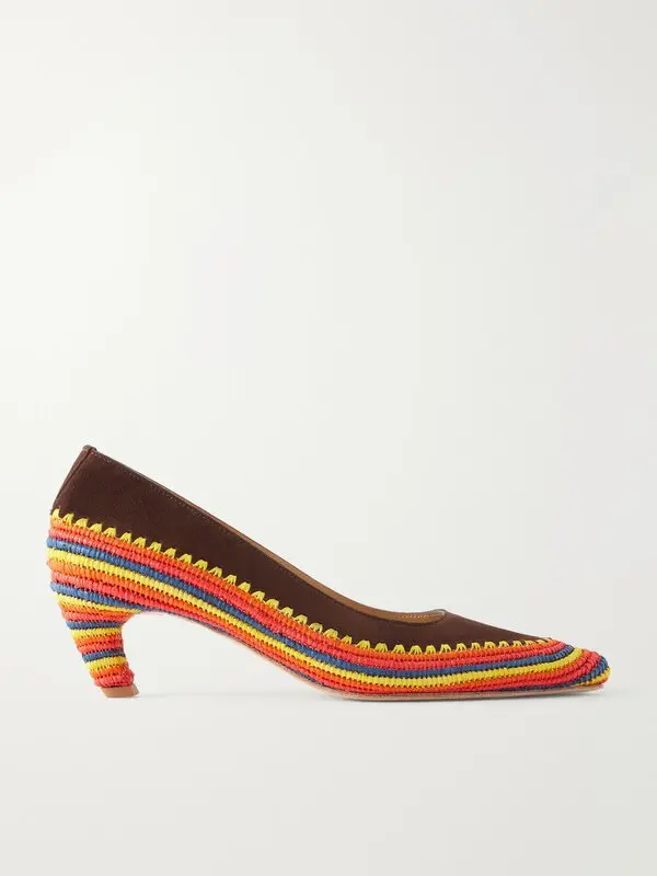 Gabriela Hearst Peggy Crocheted Suede Pumps - Chocolate