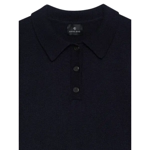 ANINE BING Lee Polo Sweater Navy