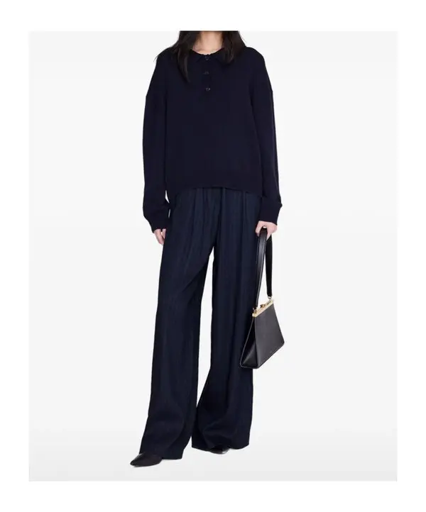 ANINE BING Lee Polo Sweater Navy