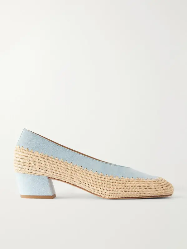Gabriela Hearst Crocheted Suede Block Heel Pumps - Blue