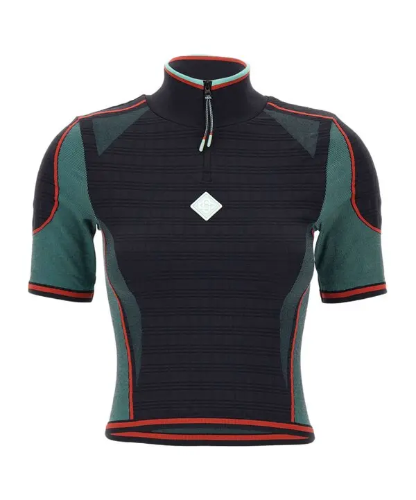 Casablanca High-neck Half-zip Top - Black