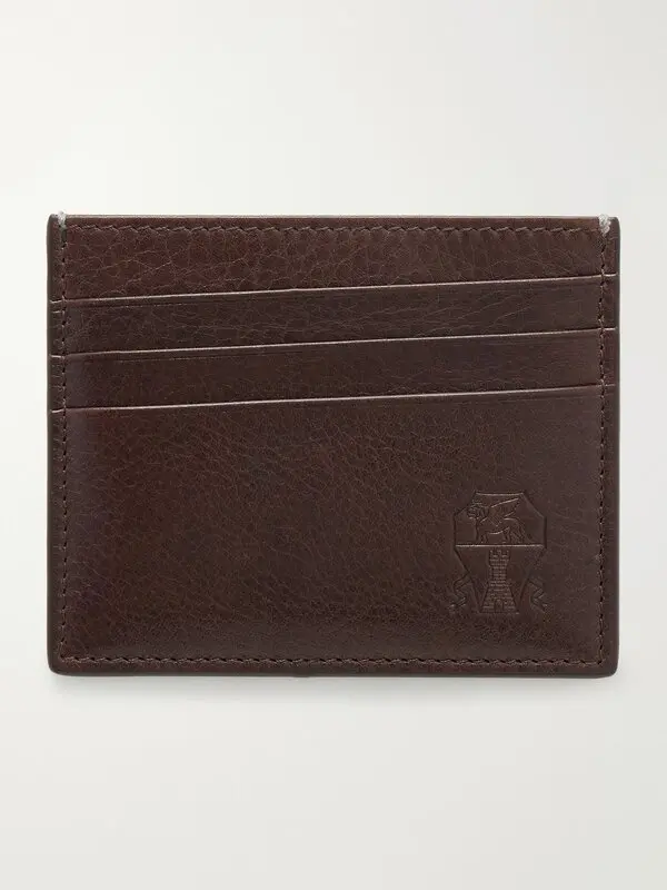 Brunello Cucinelli Logo-debossed Full-grain Leather Cardholder - Brown