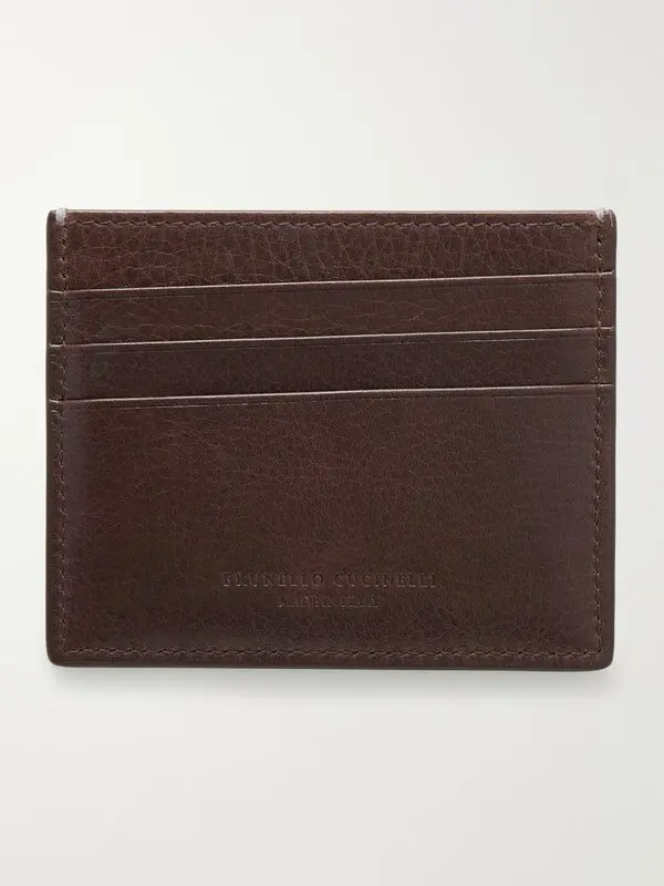 Brunello Cucinelli Logo-debossed Full-grain Leather Cardholder