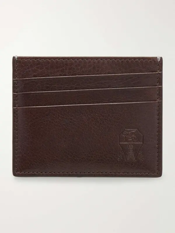 Brunello Cucinelli Logo-debossed Full-grain Leather Cardholder
