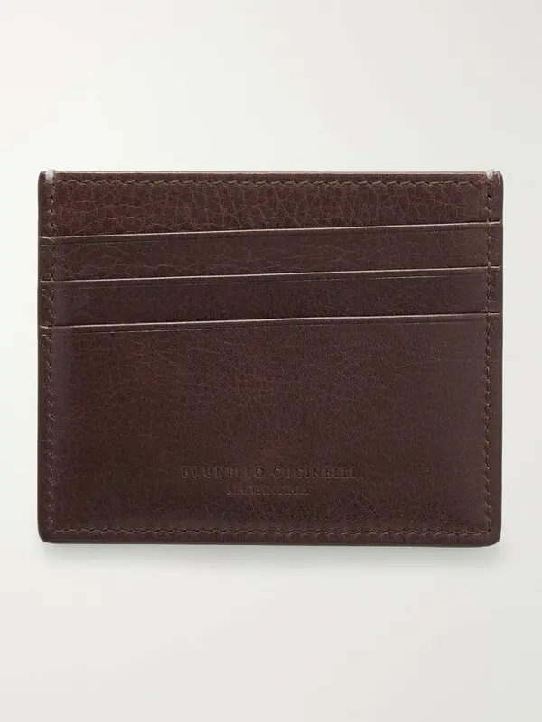 Brunello Cucinelli Logo-debossed Full-grain Leather Cardholder