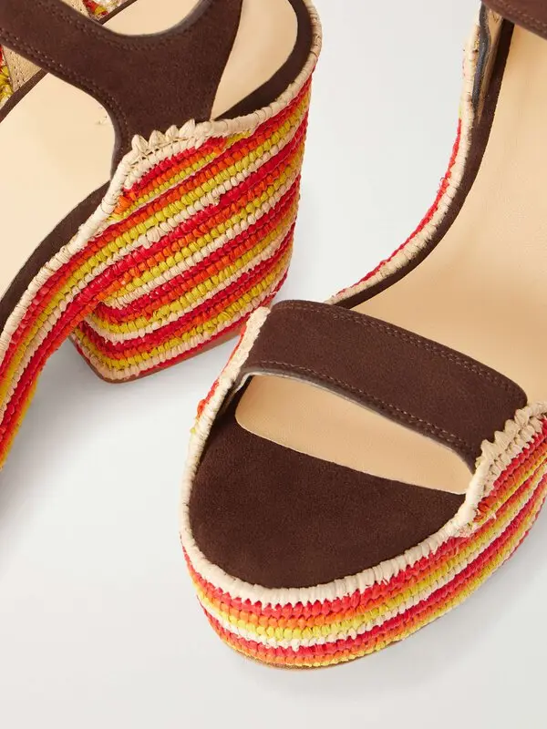 Gabriela Hearst Dardis 100 Crocheted Suede Platform Sandals