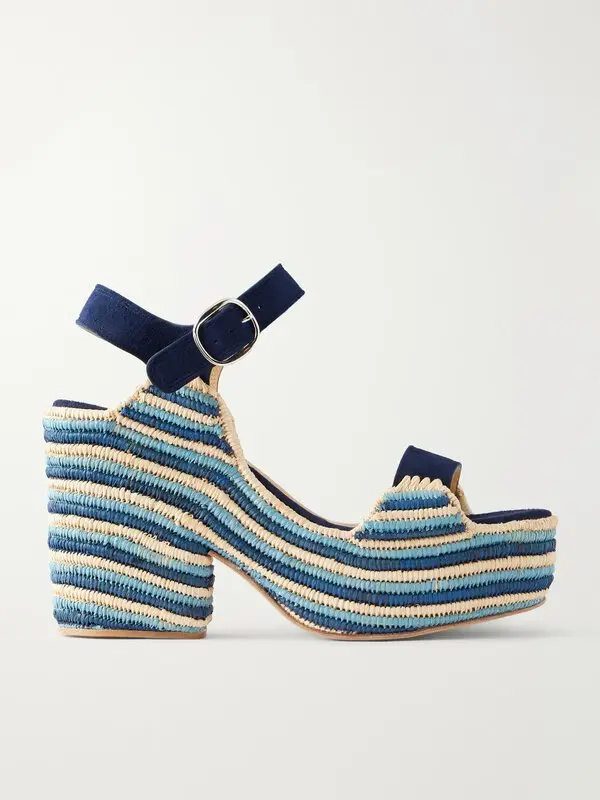 Gabriela Hearst Dardis Crocheted Suede Platform Sandals