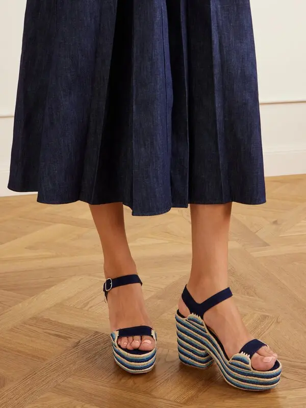 Gabriela Hearst Dardis Crocheted Suede Platform Sandals