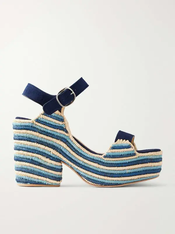 Gabriela Hearst Dardis 100 Crocheted Suede Platform Sandals
