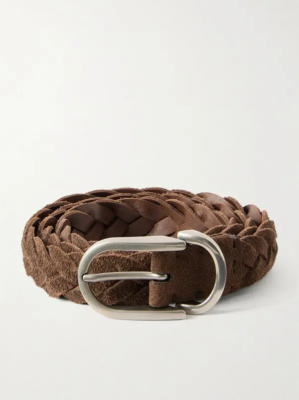 Brunello Cucinelli Woven Suede Belt - Brown
