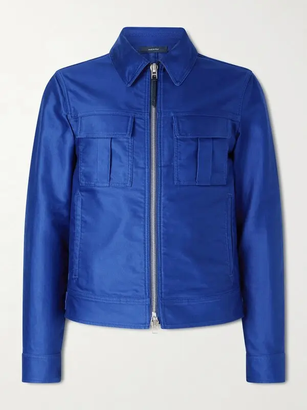 TOM FORD Slim-fit Cotton-satin Blouson Jacket - Blue