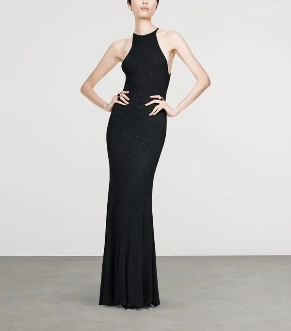 TOM FORD Rib-knit Micro Sequin Maxi Dress