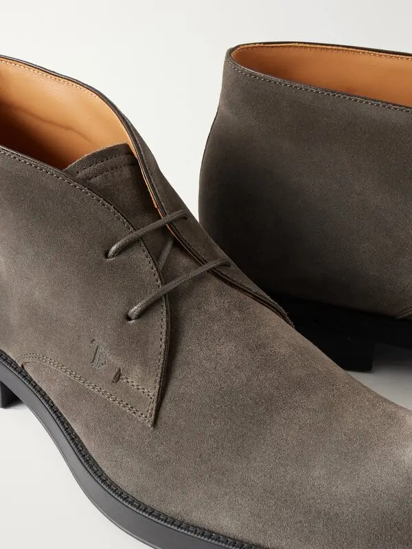 TOD'S Suede Lace-up Boots - Brown