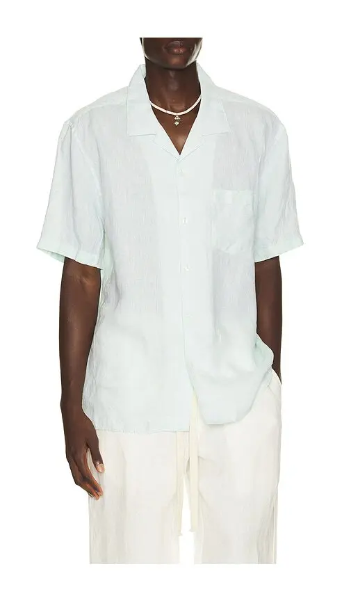 J. Lindeberg Elio Linen Shirt In Green