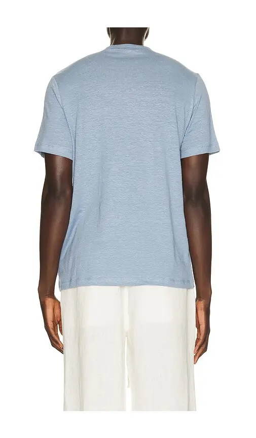 Onia Stretch Linen Crewneck Tee Shirt In Blue - Soft Blue
