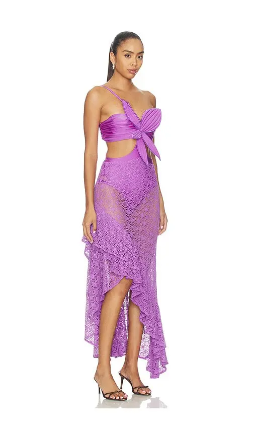 PatBO Sirena Mesh Flower Maxi Dress In Lavender