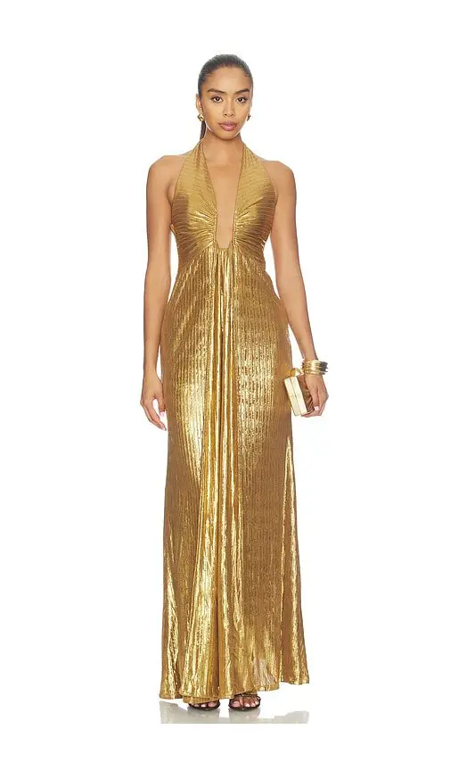 Delfi Oriel Dress In Metallic