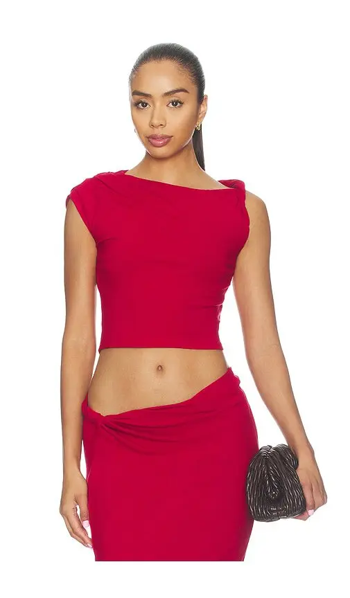 4TH & RECKLESS Sofi Jersey Knit Top In Red - Deep Red