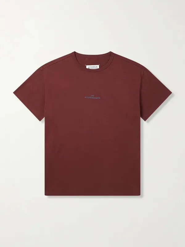 MAISON MARGIELA Logo-embroidered Cotton-jersey T-shirt - Red