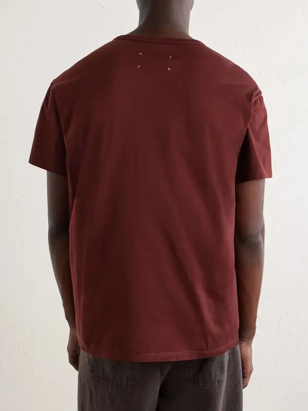 MAISON MARGIELA Logo-embroidered Cotton-jersey T-shirt - Red