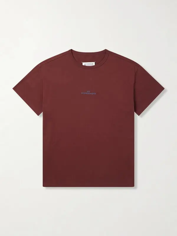 MAISON MARGIELA Logo-embroidered Cotton-jersey T-shirt - Red