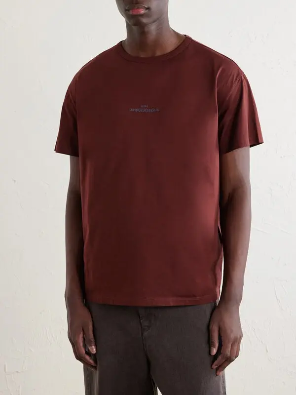 MAISON MARGIELA Logo-embroidered Cotton-jersey T-shirt - Red