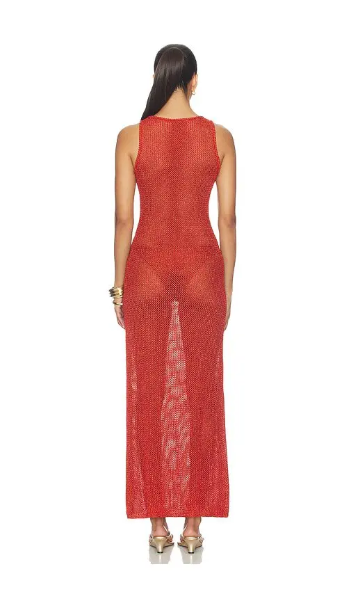RUNAWAY THE LABEL Ariya Sleeveless Knit Maxi Dress In Rust