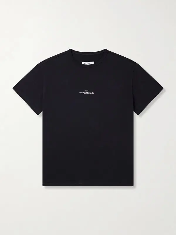 MAISON MARGIELA Logo-embroidered Cotton-jersey T-shirt - Black