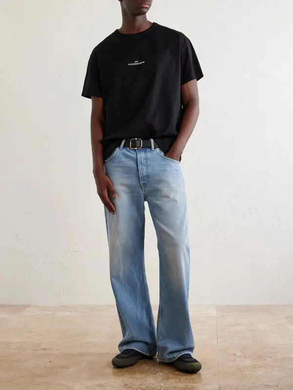 MAISON MARGIELA Logo-embroidered Cotton-jersey T-shirt - Black