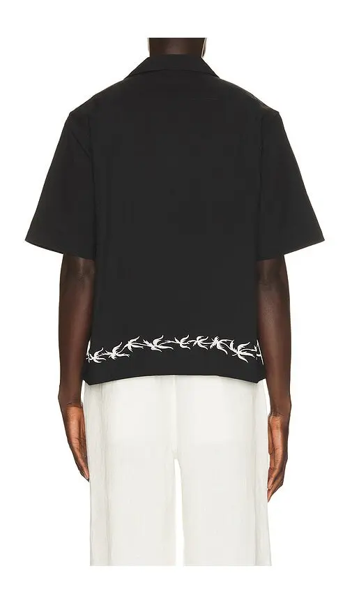 Commas Palm Embroidery Bowling Shirt