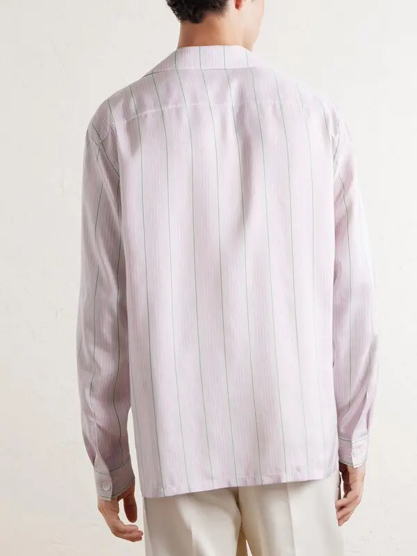 Zegna Striped Camp-collar Silk Shirt