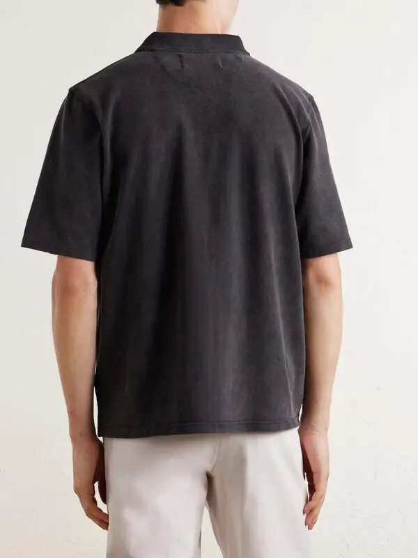 CORRIDOR Garment-dyed Cotton-piqué Polo Shirt - Black