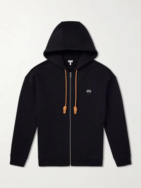 Loewe Anagram Embroidered Cotton-jersey Zip-up Hoodie