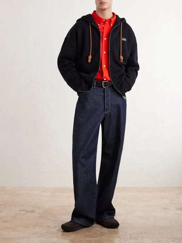 Loewe Anagram Embroidered Cotton-jersey Zip-up Hoodie