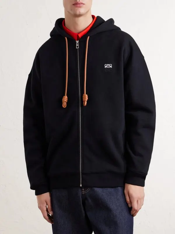 Loewe Anagram Embroidered Cotton-jersey Zip-up Hoodie