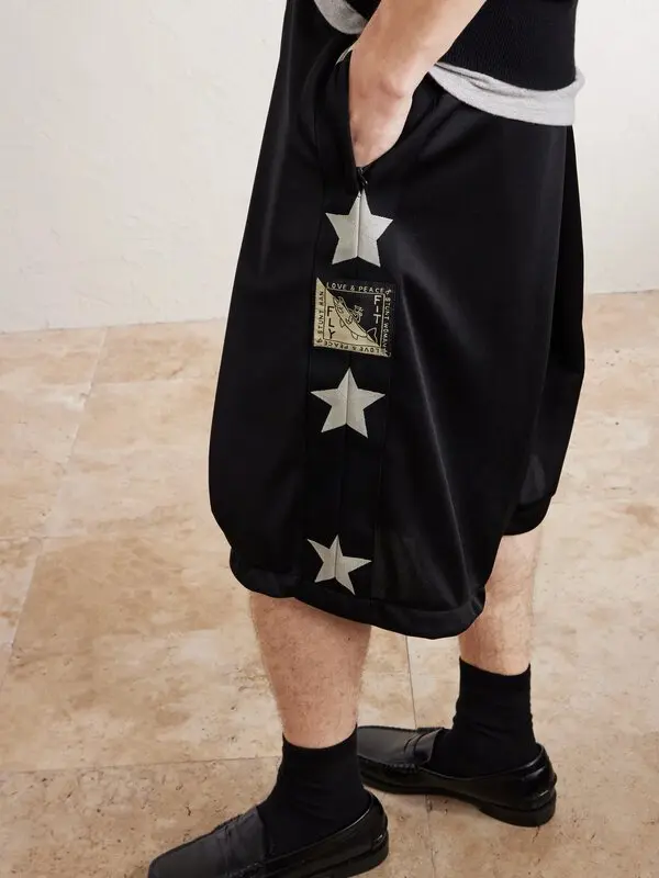 Kapital Kome-kome Straight-leg Satin-jersey Shorts