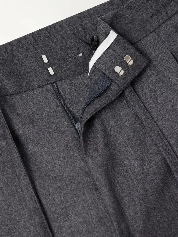 LARDINI Straight-leg Wool And Cashmere-blend Flannel Trousers - Gray