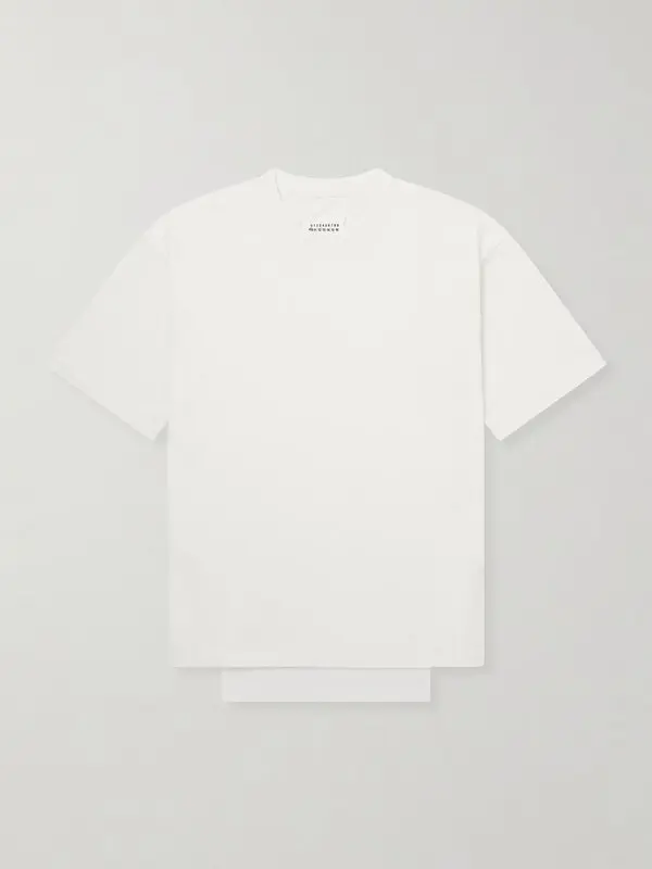 MAISON MARGIELA Layered Cotton-jersey T-shirt - Neutrals