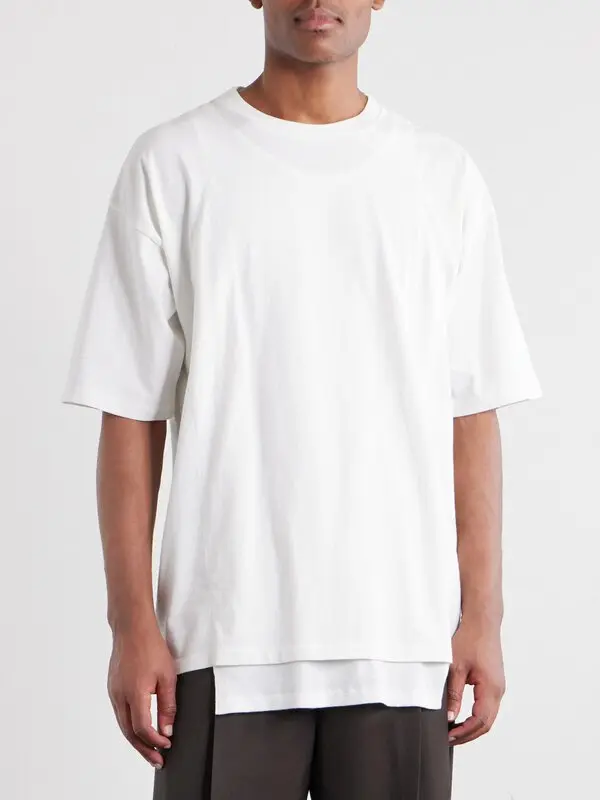 MAISON MARGIELA Layered Cotton-jersey T-shirt - Neutrals