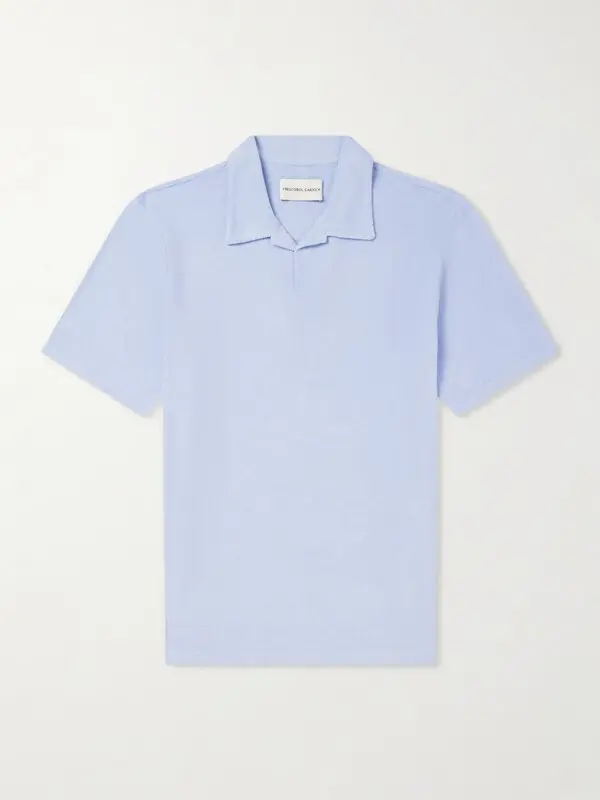Frescobol Carioca Faustino Terry Cotton Blend Polo Shirts - Blue