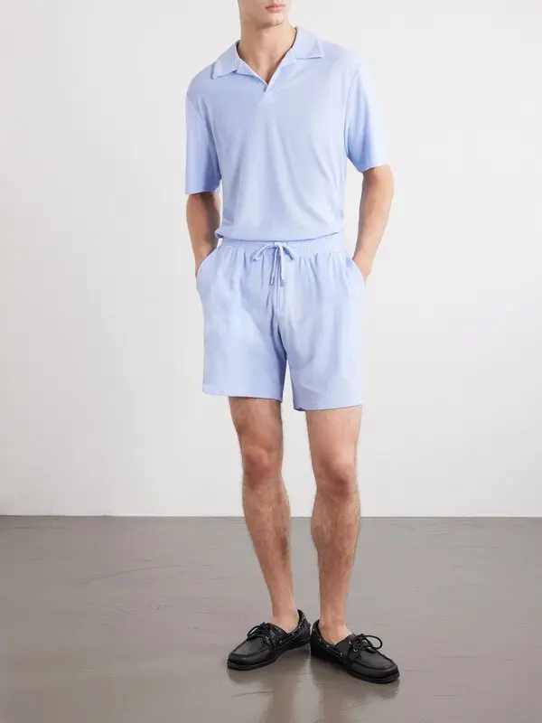 Frescobol Carioca Faustino Terry Cotton Blend Polo Shirts - Blue