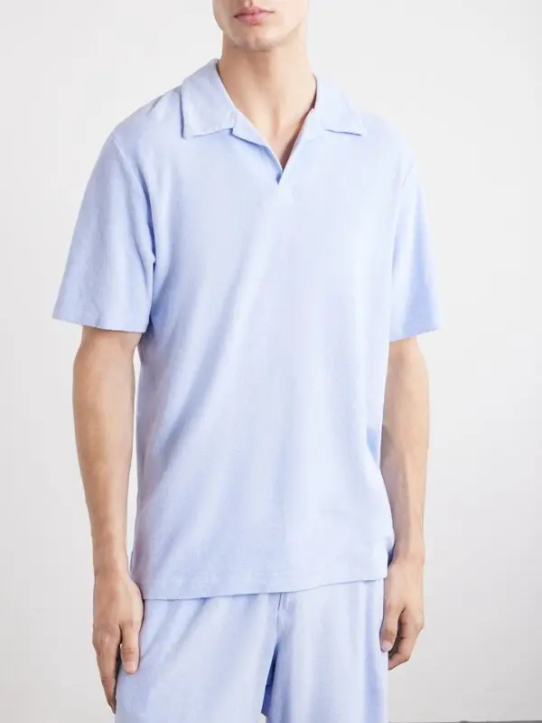 Frescobol Carioca Faustino Terry Cotton Blend Polo Shirts - Blue