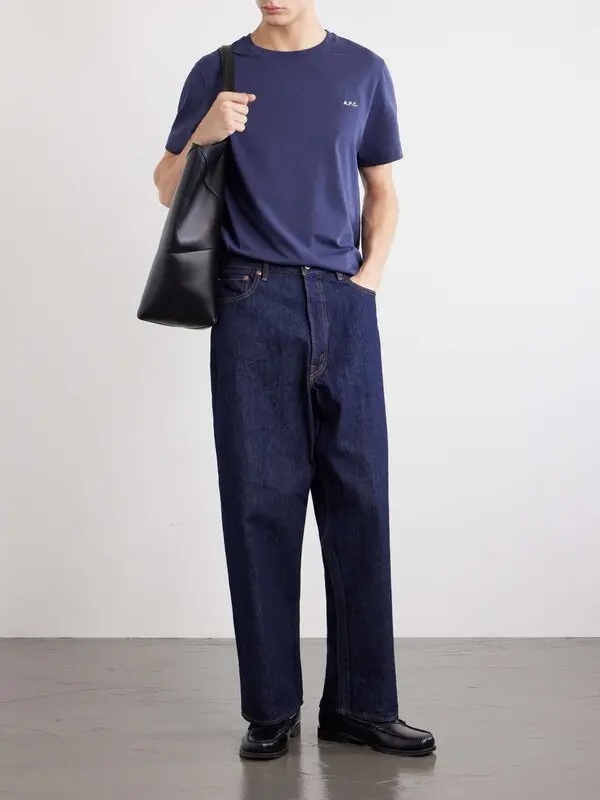 A.p.c. Oliver Logo-embroidered Cotton-jersey T-shirt