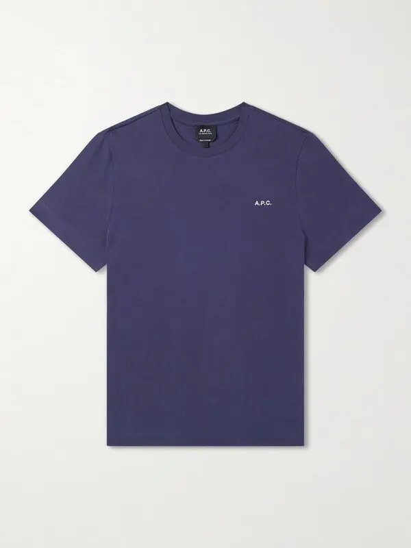 A.p.c. Logo Embroidered Cotton Jersey T-shirt - Blue