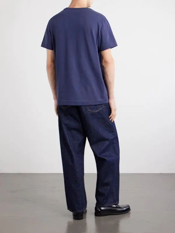 A.p.c. Logo Embroidered Cotton Jersey T-shirt - Blue