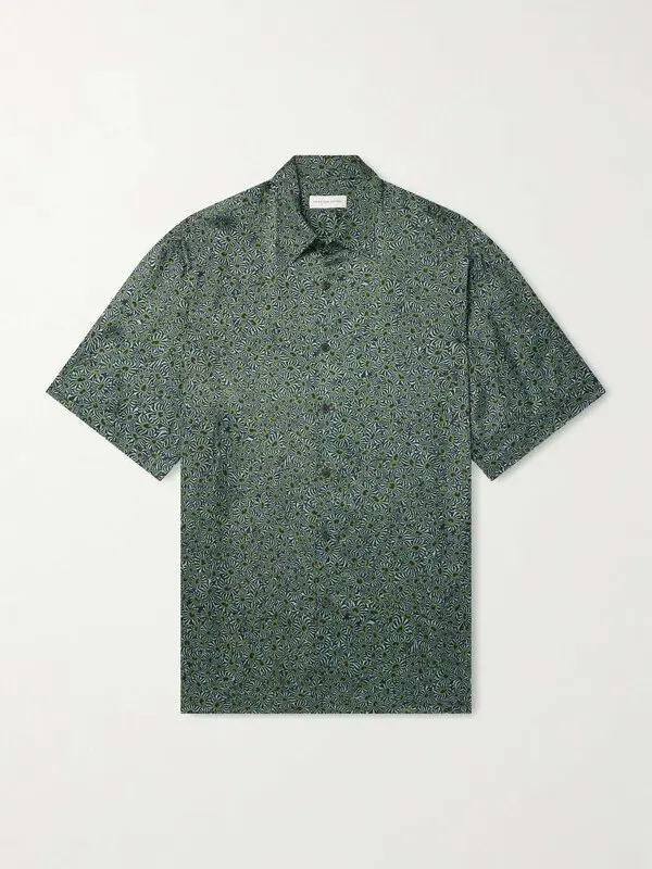 Dries Van Noten Camp-collar Printed Satin Shirt