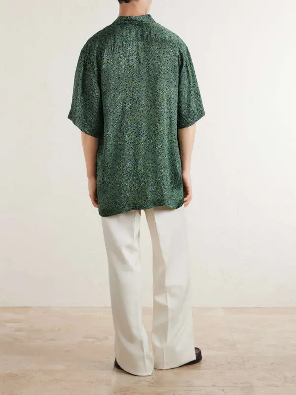 Dries Van Noten Camp-collar Printed Satin Shirt