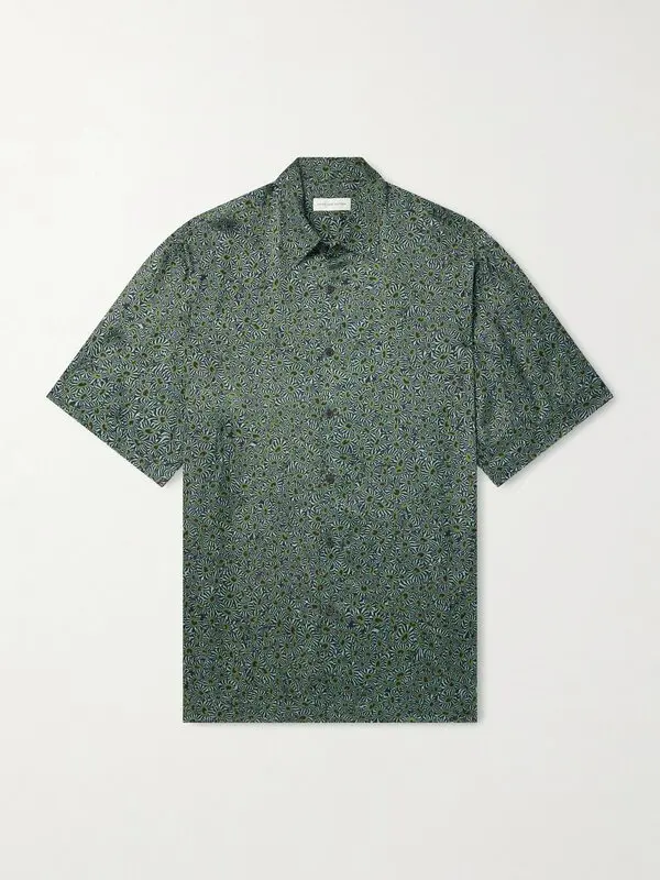 Dries Van Noten Camp-collar Printed Satin Shirt - Green
