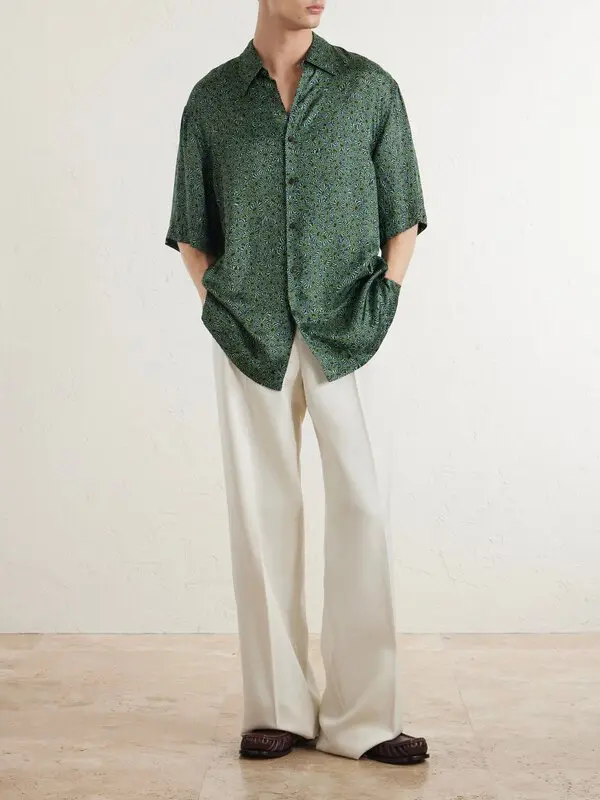 Dries Van Noten Camp-collar Printed Satin Shirt